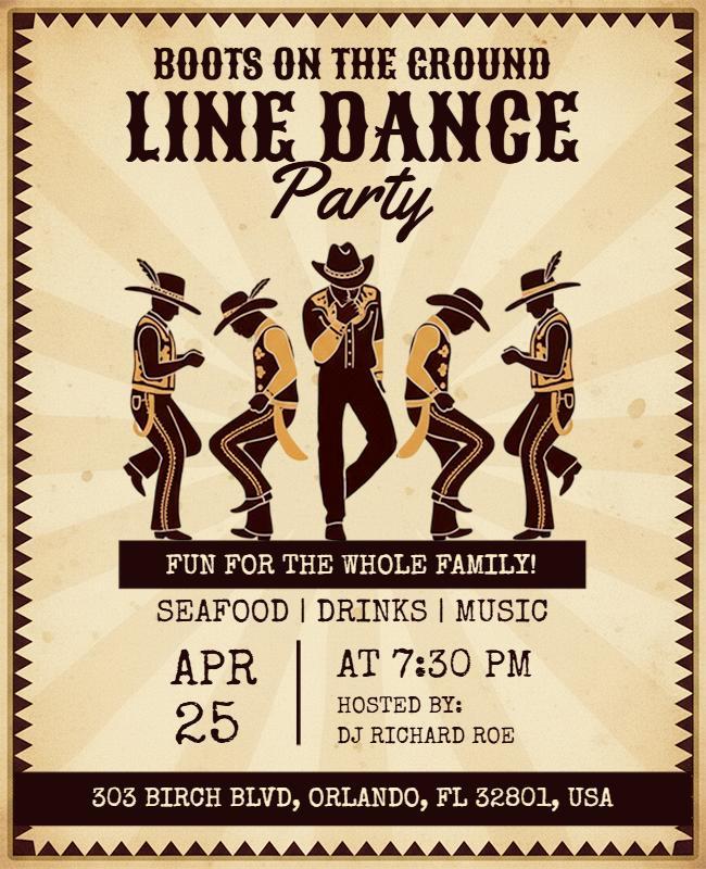 Boots on the Ground Line Dance Party Flyer Template