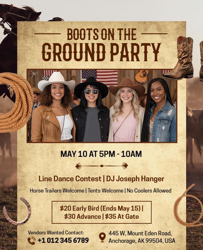 Boots on the Ground Party Flyer Template