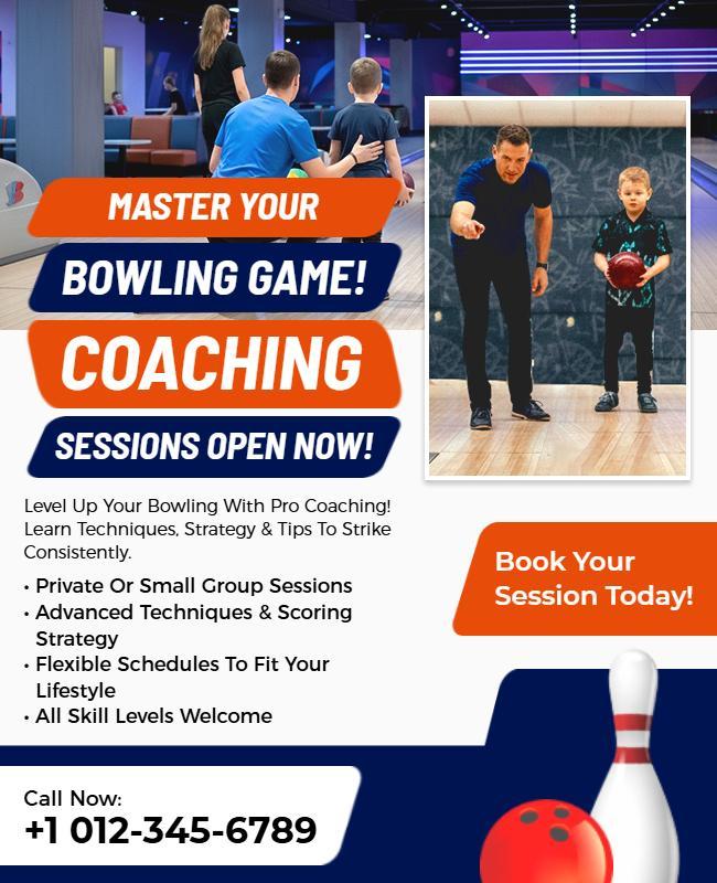 Bowling Coaching Session Promotional Flyer Template