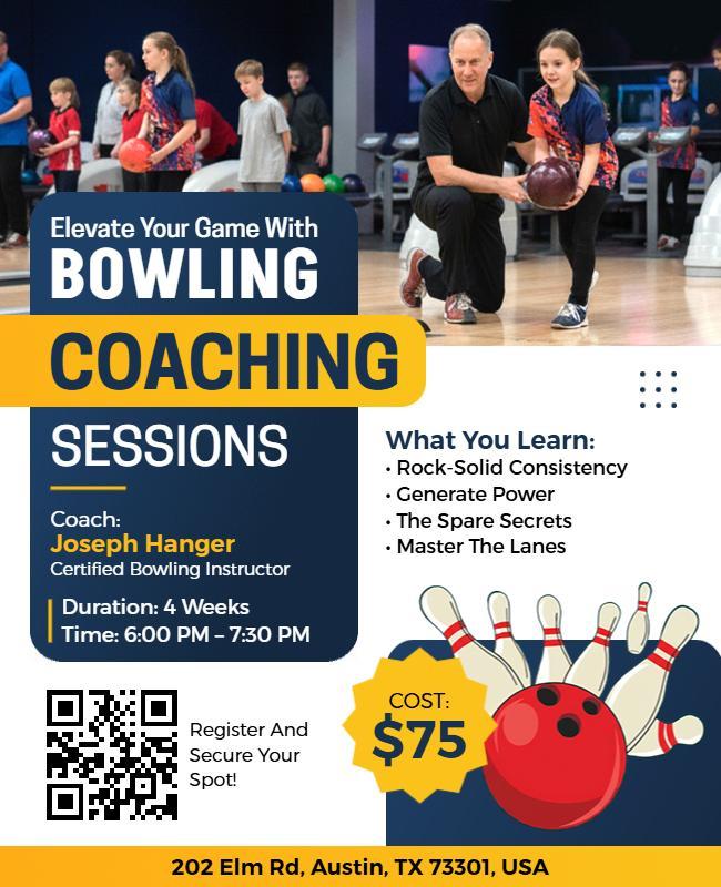 Bowling Coaching Sessions Promotional Flyer Template