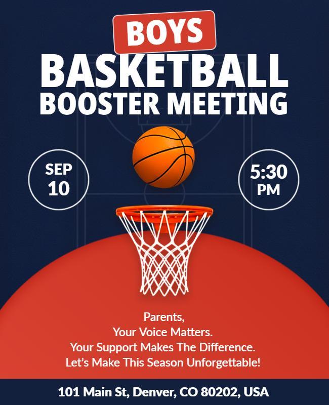 Boys Basketball Booster Meeting Flyer Template