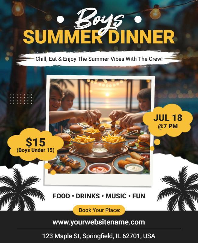 Boys Summer Dinner Event Flyer Template