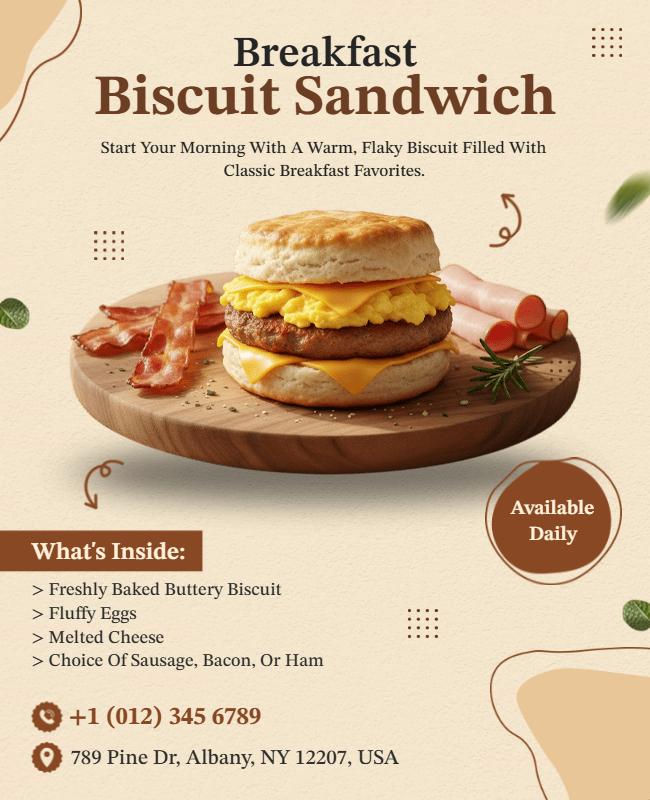 Breakfast Biscuit Sandwich Promotion Flyer Template