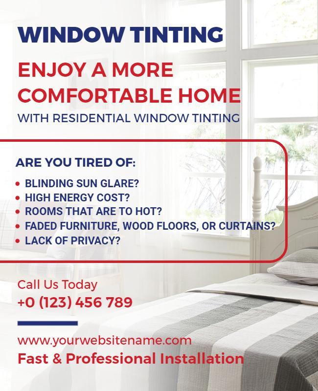Bright and Inviting Residential Window Tinting Service Poster Template