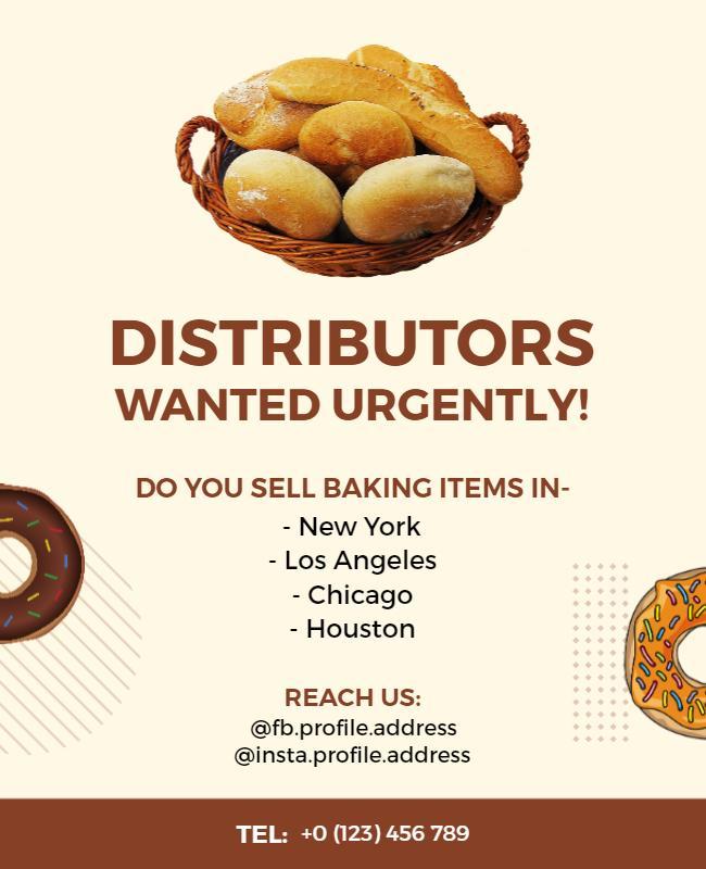Bright Bakery Themed Distributor Recruitment Poster Template