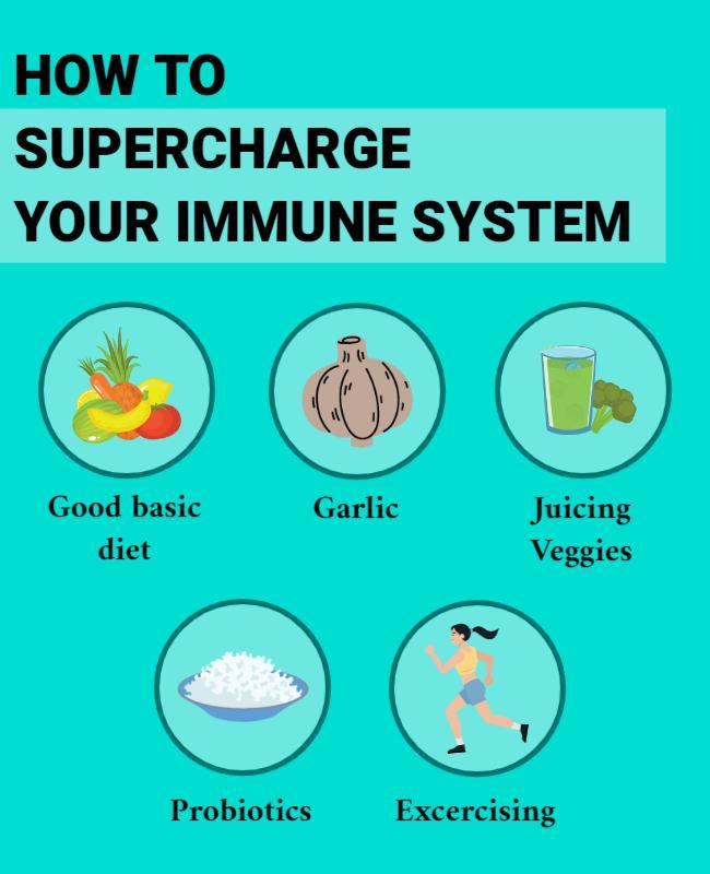 Bright Blue Health Tips for Immune System Boosting Poster Template