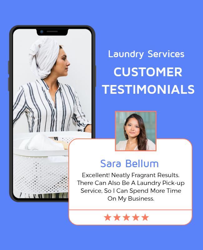 Bright Blue Laundry Services Customer Testimonials Poster Template