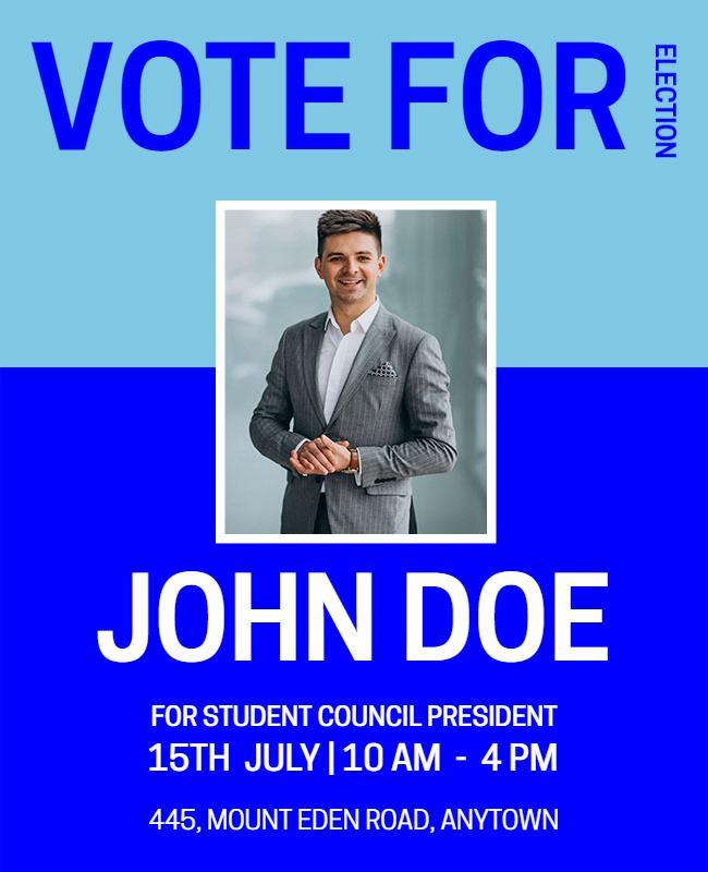 Bright Blue Modern Election Campaign Poster Template
