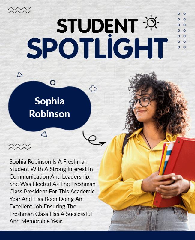 Bright Blue Student Leadership Achievement Spotlight Flyer Template