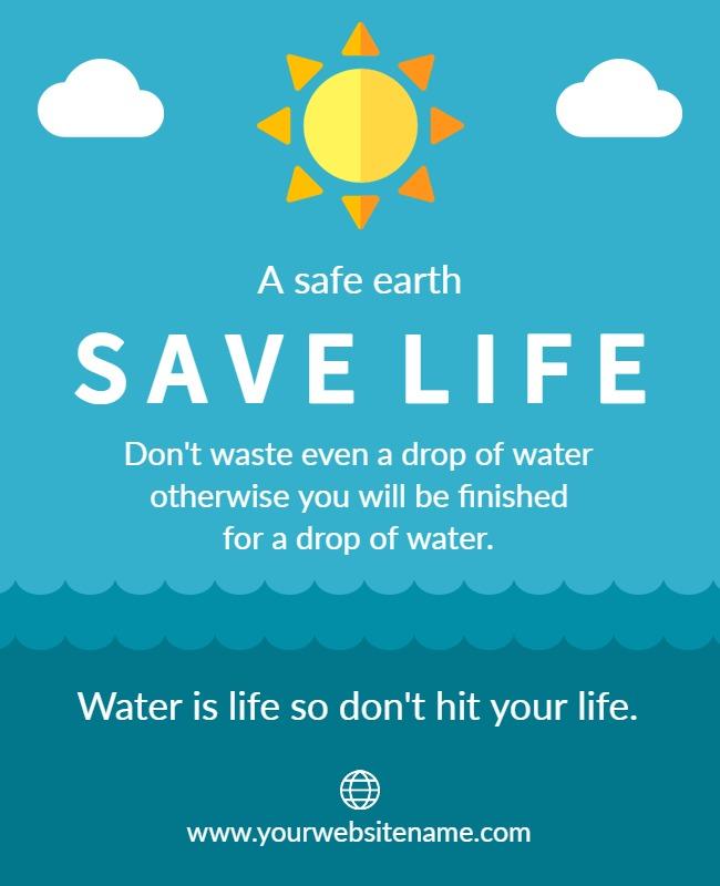Bright Blue Water Conservation Awareness Poster Template