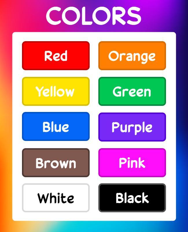 Bright Colorful Educational Color Chart Poster Template