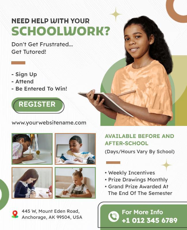 Bright Green Academic Tutoring Support Program Poster Template