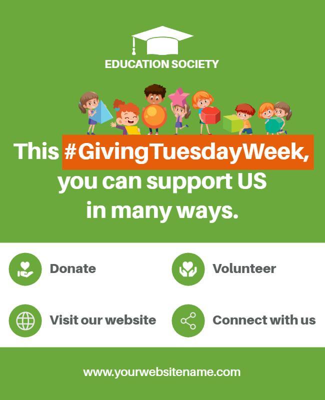 Bright Green Educational Support Campaign Poster Template