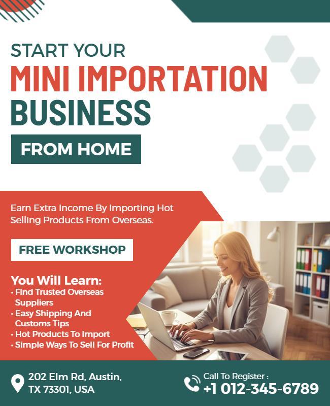 Bright Green Home-Based Mini Importation Workshop Flyer Template