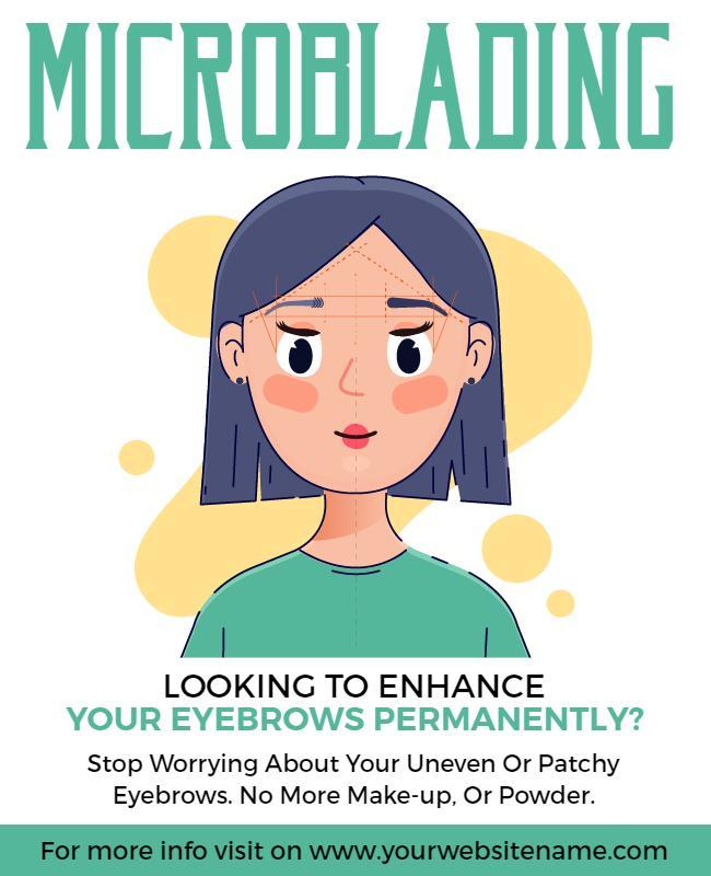 Bright Illustrated Microblading Eyebrow Enhancement Poster Template