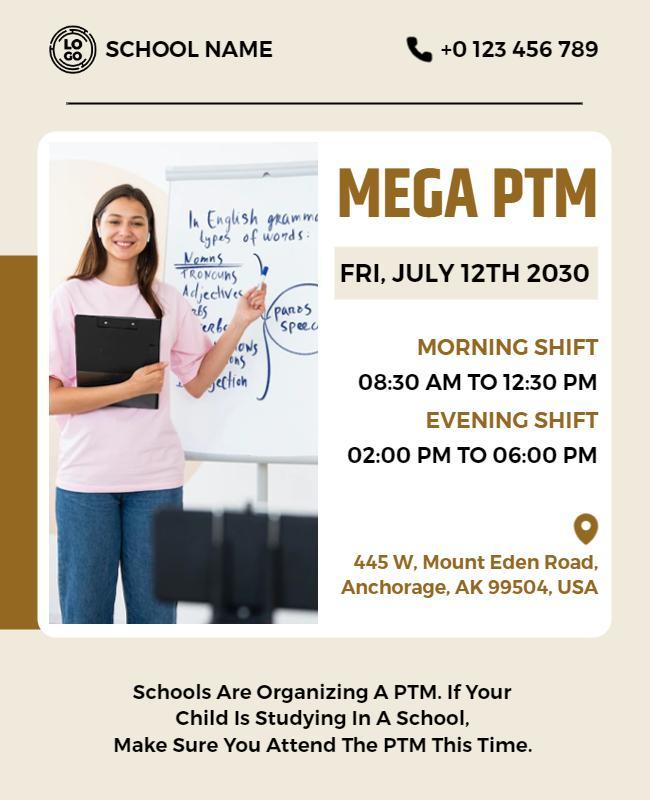 Bright Informative Educational Parent-Teacher Meeting Poster Template