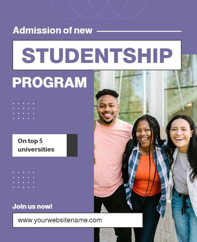 Bright Purple Admission Announcement for Student Program Poster Template