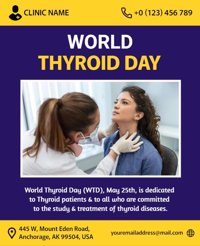 Bright Yellow Awareness Campaign for World Thyroid Day Poster Template