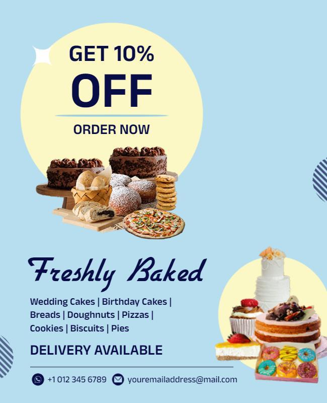 Bright Yellow Bakery Discount Offer for Freshly Baked Goods Poster Template