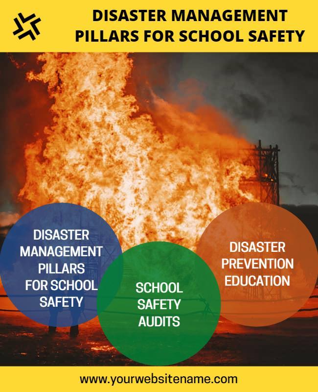 Bright Yellow Fire Safety Awareness for Schools Poster Template