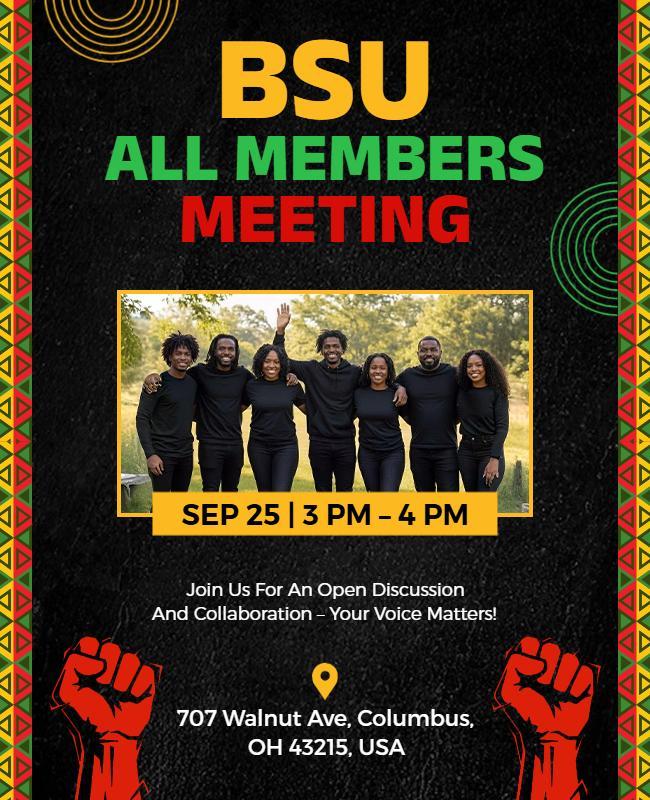 BSU Members Meeting Discussion Flyer Template