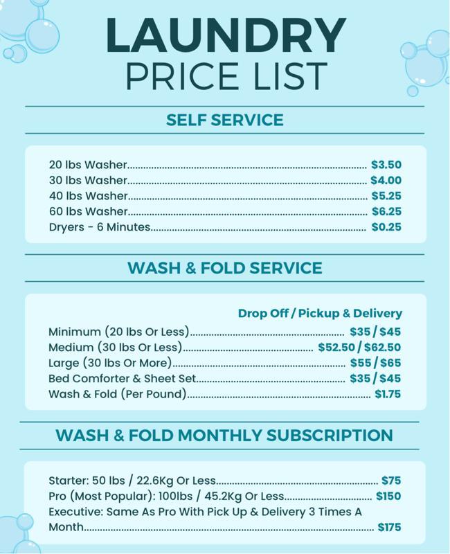 Bubble Design Self Service Laundry Price List Flyer Template