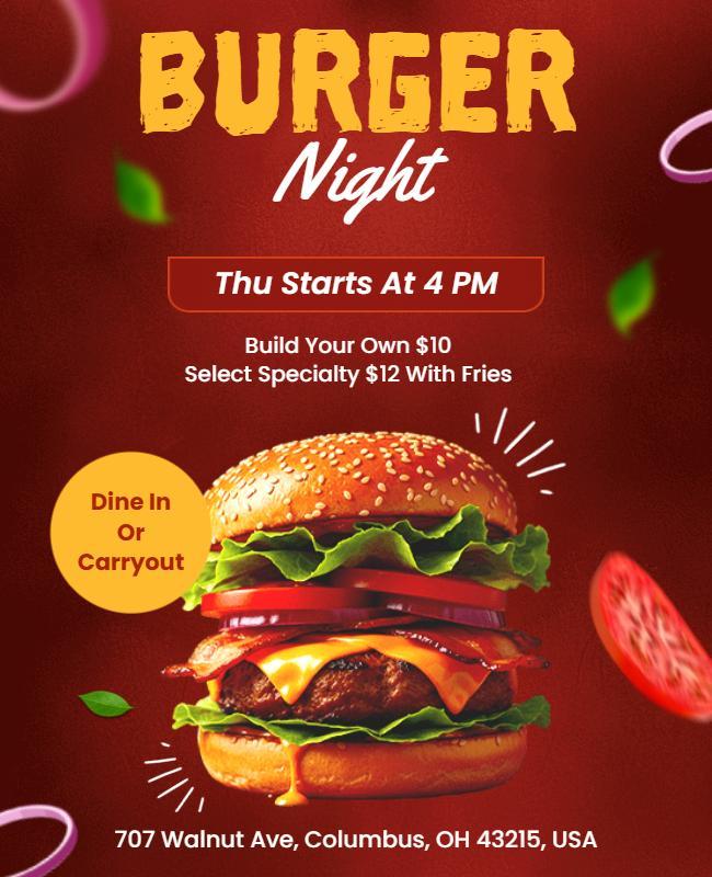 Burger Night Special Event Flyer Template