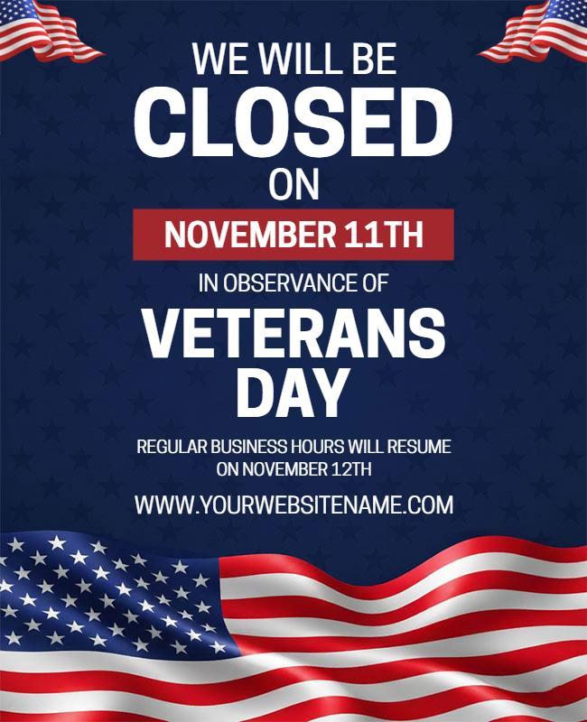 Business Closed for Veterans Day Announcement Flyer Template