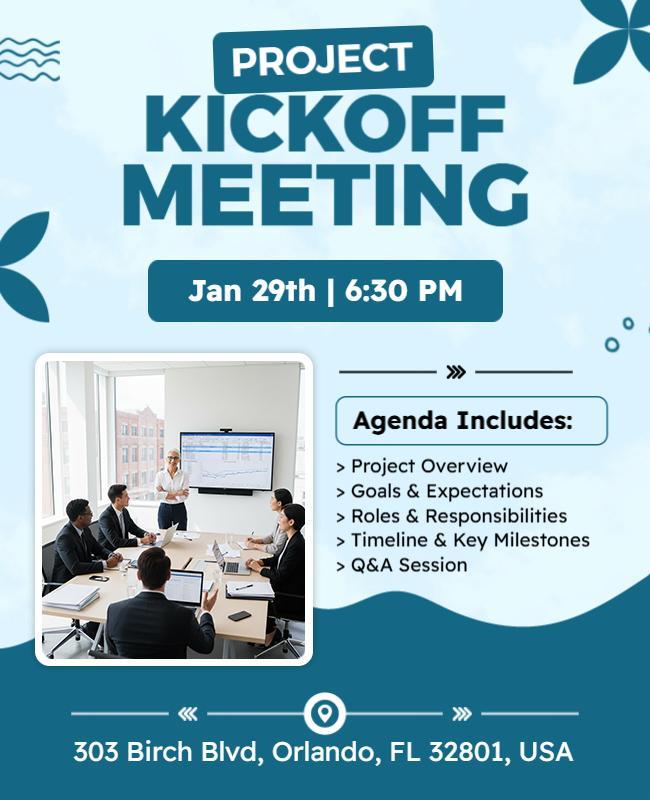 Business Project Kickoff Meeting Flyer Template
