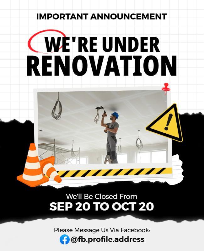 Business Renovation Closure Announcement Flyer Template