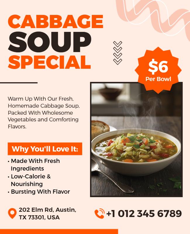 Cabbage Soup Restaurant Promotion Flyer Template