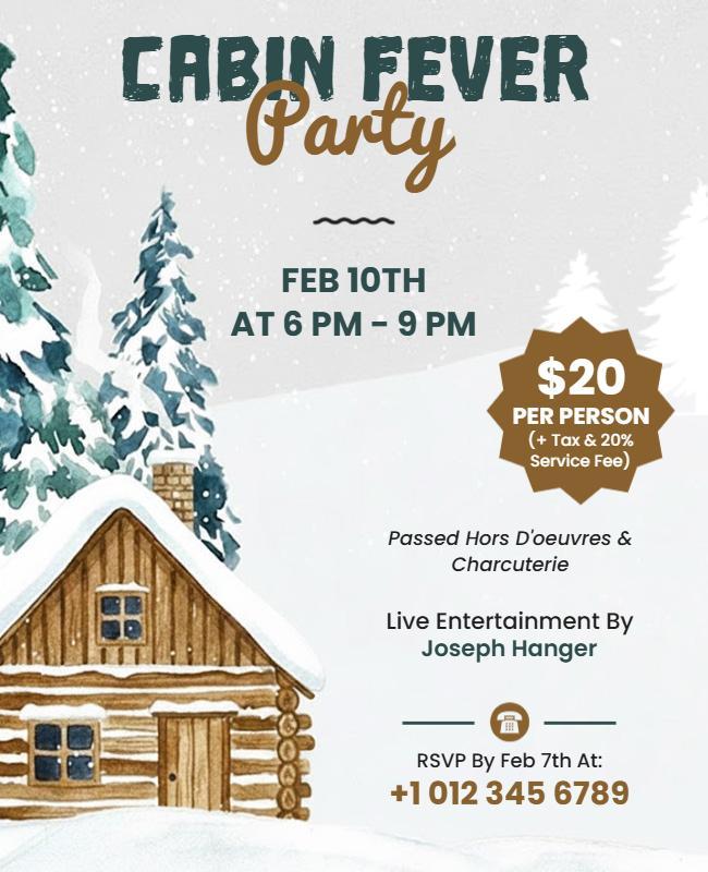 Cabin Fever Winter Party Event Flyer Template
