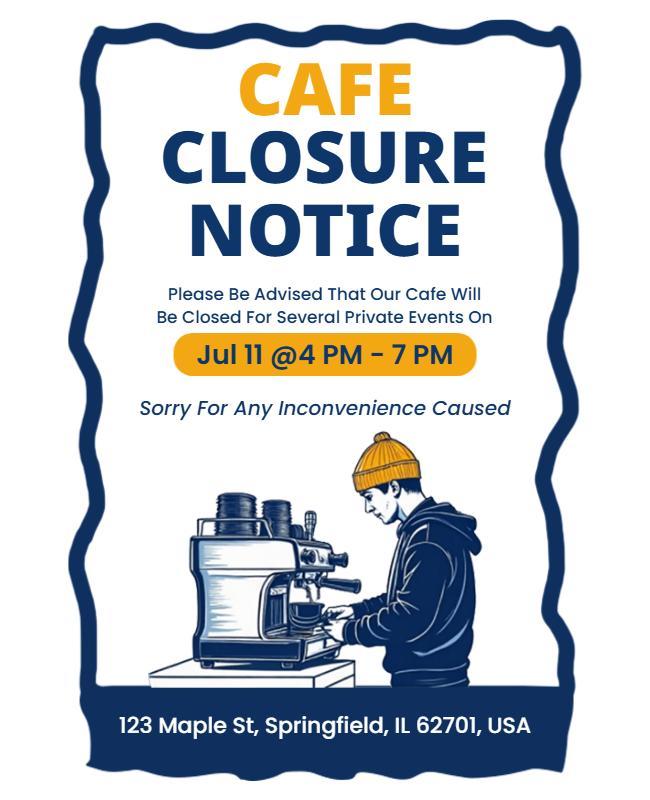 Cafe Closure Notice Flyer Template