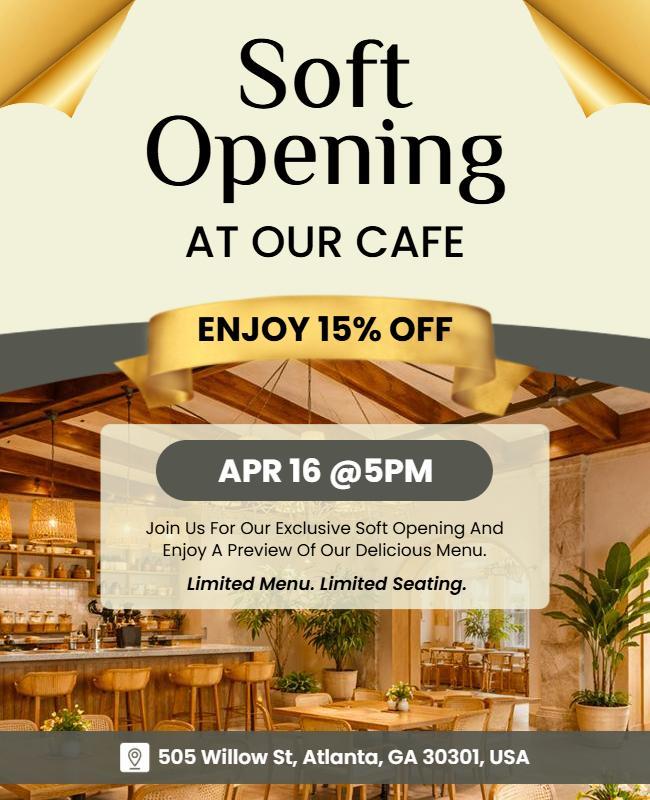 Cafe Soft Opening Event Poster Template