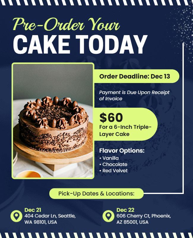 Cake Pre-Order Promotion Flyer Template