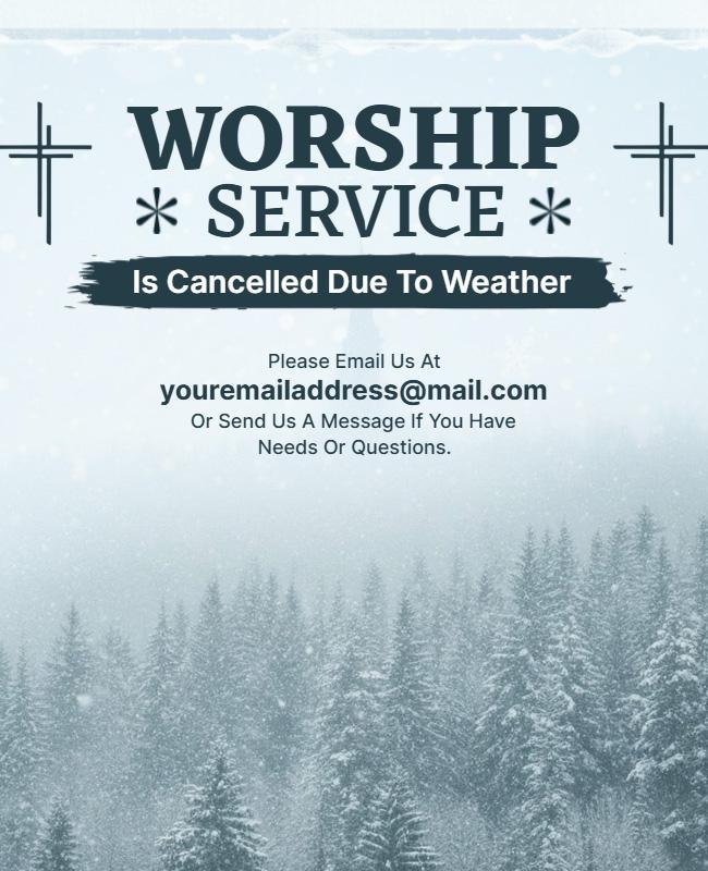 Cancelled Worship Service Due to Weather Flyer Template