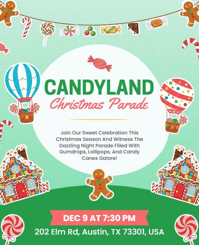 Candyland Christmas Parade Event Flyer Template