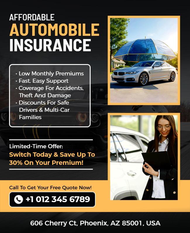 Car Insurance Savings Advertisement Flyer Template