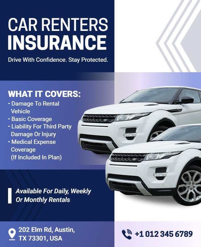 Car Renters Insurance Information Flyer Template
