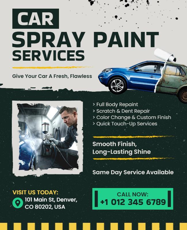 Car Spray Paint Service Promotion Poster Template