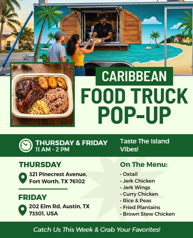 Caribbean Food Truck Pop-up Flyer Template