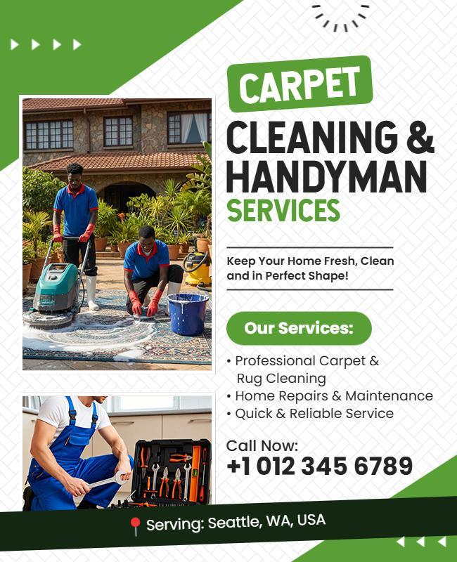 Carpet Cleaning and Handyman Services Flyer Template