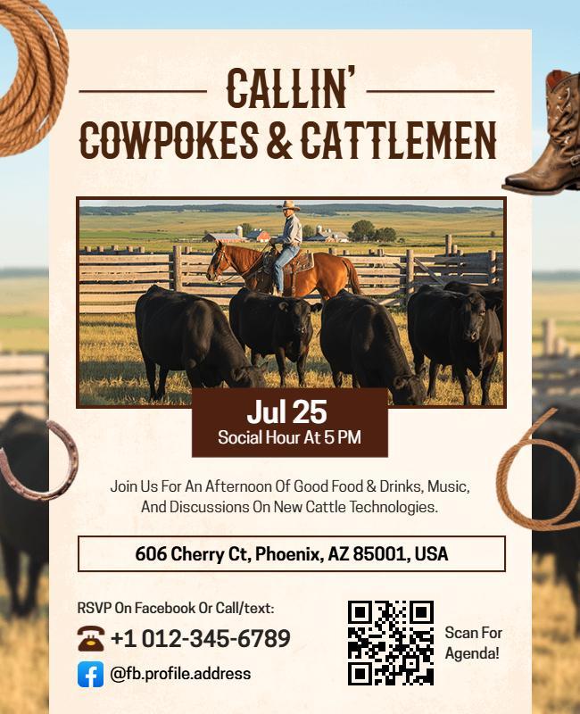 Cattle Ranching Community Event Flyer Template