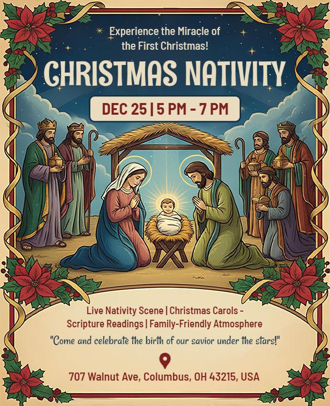 Celebrate the Christmas Nativity Event Flyer Template