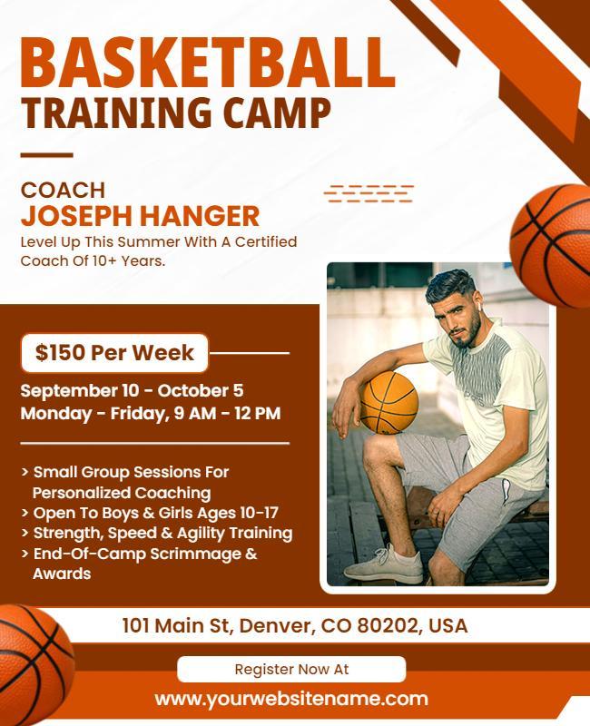 Certified Coach Basketball Training Program Flyer Template