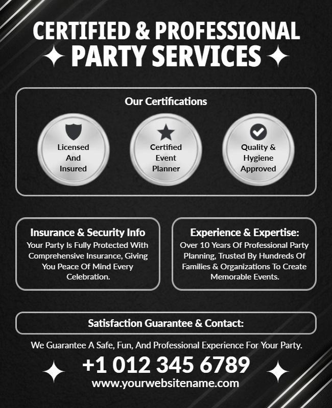 Certified Professional Party Services Flyer Template