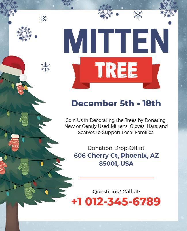 Mitten Tree Donation Drive Christmas Flyer Template