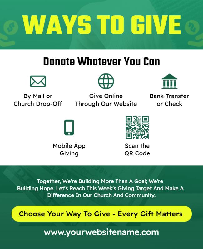 Charitable Multiple Ways to Give Donation Flyer Template