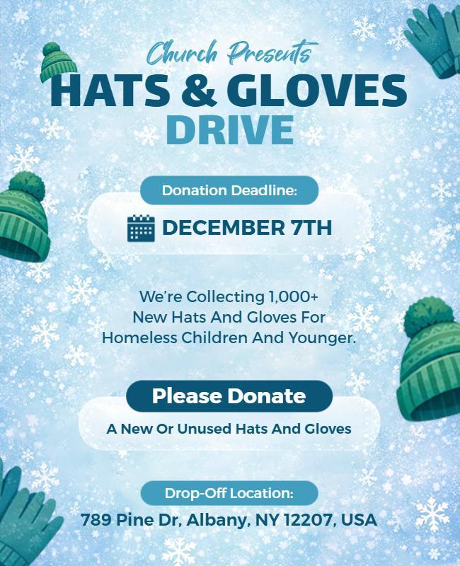 Charity Hats and Gloves Drive Church Event Flyer Template