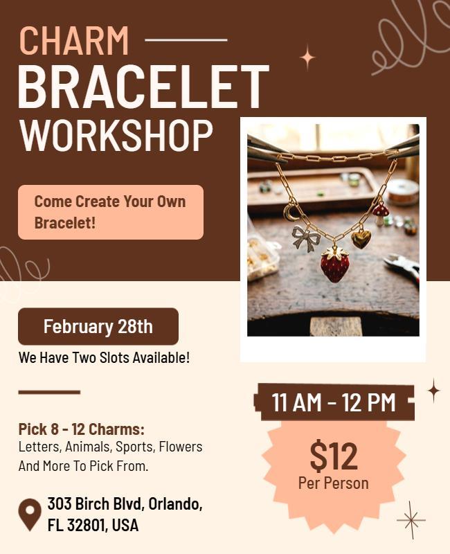 Charm Bracelet Crafting Workshop Flyer Template